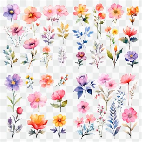 Premium Vector Vector Set Of Flowers On A Transparent Background