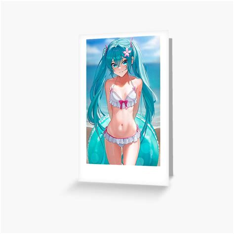 Tarjetas de felicitación Sexy Hatsune Miku Bikini Cute Waifu Kawaii