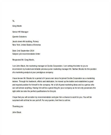 Mba Letter Of Recommendation Template