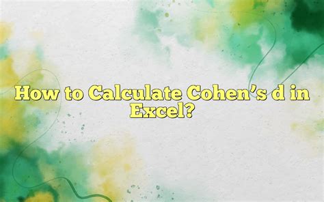 how to calculate cohen s d in excel