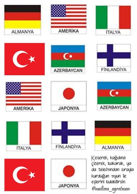 23 Nisan Haftası Bülten Eki Ülke Bayrakları Oyunu