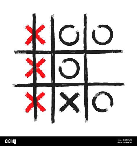 Tic Tac Toe Xo Game Hand Drawn Grid Doodle Template Vector Illustration