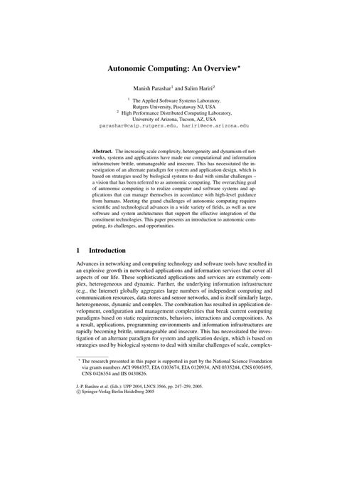 pdf autonomic computing an overview