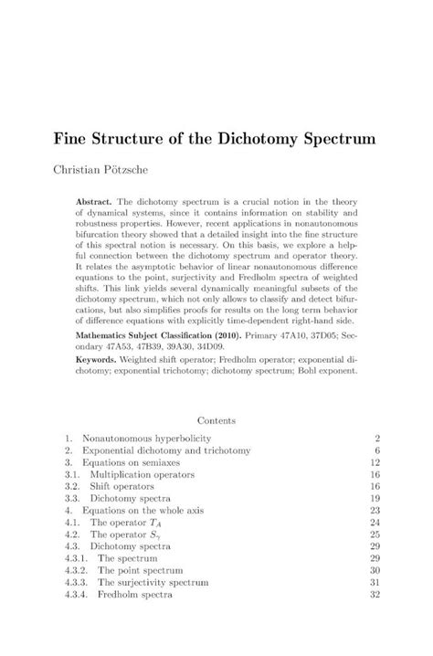 pdf fine structure of the dichotomy spectrum · weighted shift operators in operator and