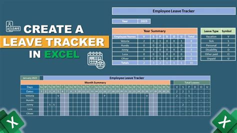 How To Create Leave Tracker In Excel Youtube