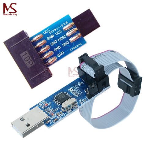 10 pin to standard 6 pin adapter board usbasp usbisp avr programmer usb atmega8 atmega128