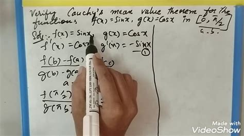 how to verify cauchy s mean value theorem youtube