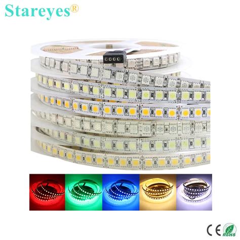 Smd 5050 120 Led 5m Dc12v Dc24v Rgb Gelo Azul Conduziu A Luz De Tira