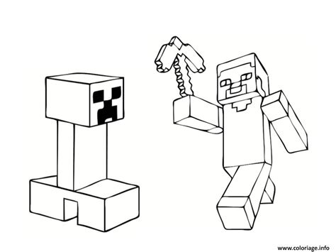 Coloriage Steve Et Creeper Minecraft Dessin Minecraft à imprimer
