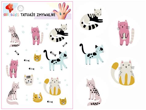 Tatuaże Zmywalne Dla Dzieci Szalone Koty 15x10 cm Inna marka Sklep