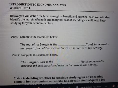 Solved INTRODUCTION TO ECONOMIC ANALYSIS WORKSHEET 1 Below Chegg