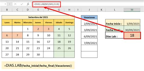 Función DIAS LAB en Excel