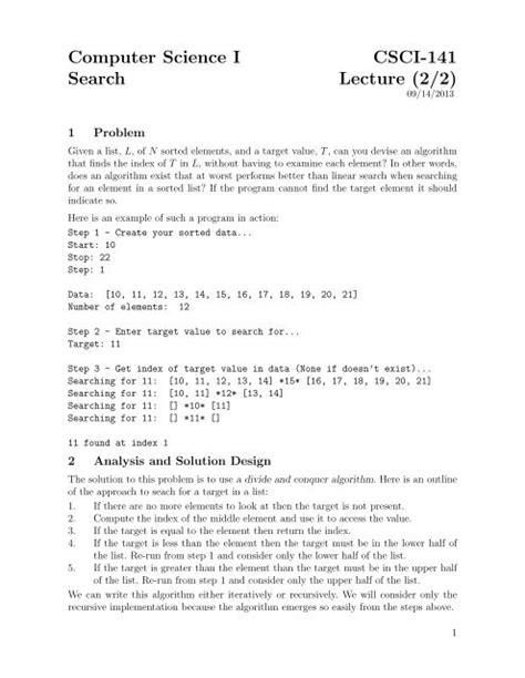 computer science i csci 141 search lecture 2 2 department of