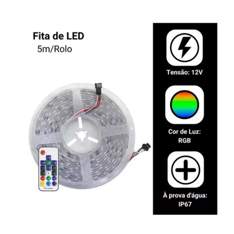Fita Led Digital Rgb Multcolor Ip Leds Efeitos Metros