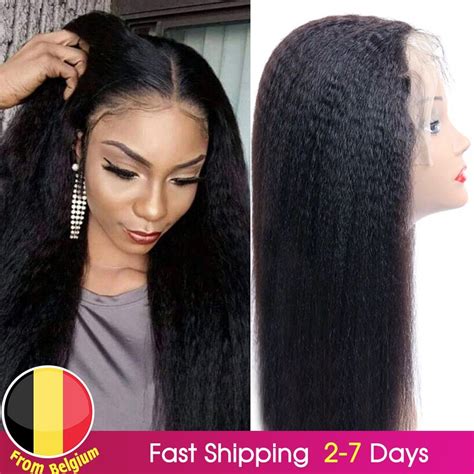 Perruque Lace Frontal Wig Remy brésilienne naturelle Yaki Light Yaki