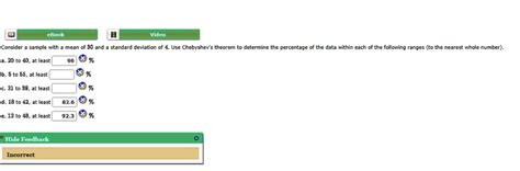 solved consider a sample with a mean of 30 and a standard deviation of 4 use chebyshev s