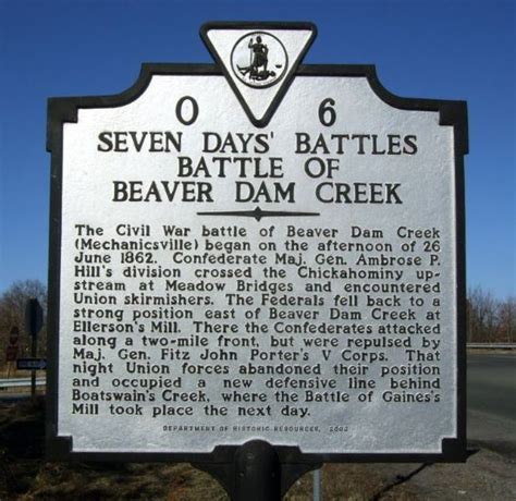 Battle Of Mechanicsville Virginia Civil War Battlefield Map