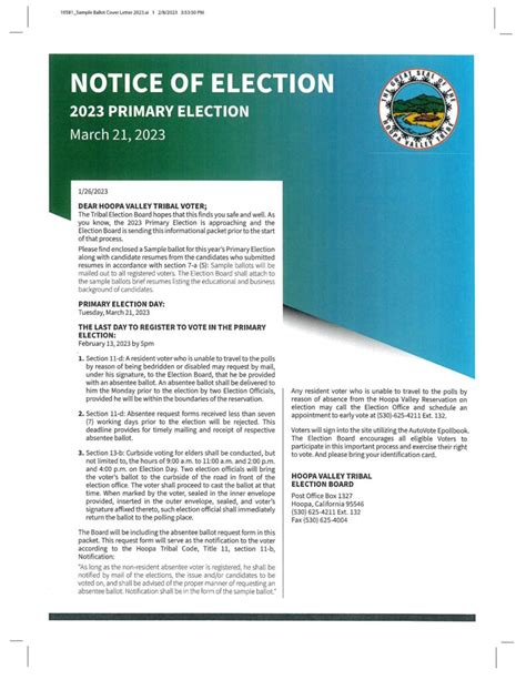 2023 Sample Ballots And Absentee Request Forms Now Available Hoopa