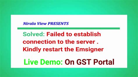Failed To Establish Connection To The Server Kindly Restart The