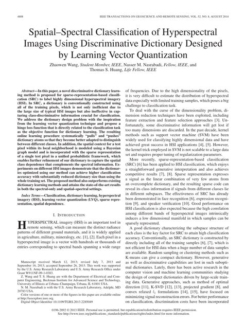 pdf spatial─spectral classification of hyperspectral images using discriminative dictionary
