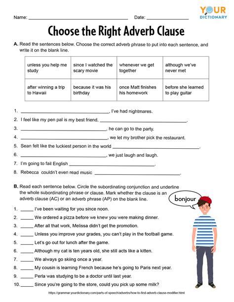 Adjective Adverb And Noun Clauses Practice