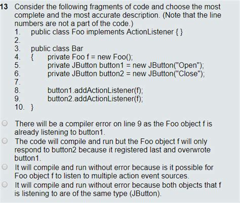 solved 13 consider the following fragments of code and