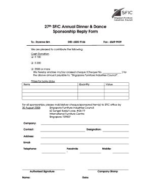 Sponsorship Reply Form Fill And Sign Printable Template Online