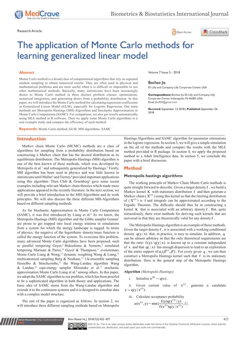 pdf the application of monte carlo methods for learning generalized linear model