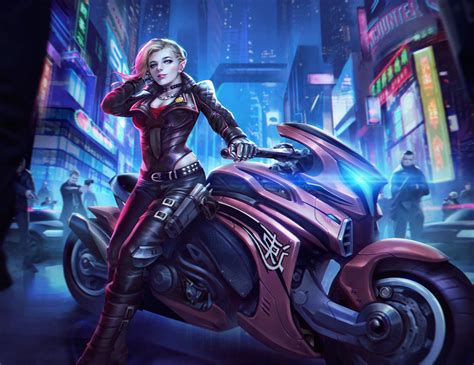 Cyberpunk Girl Futuristic Motorcycle Wallpapers Wallpaper Cave