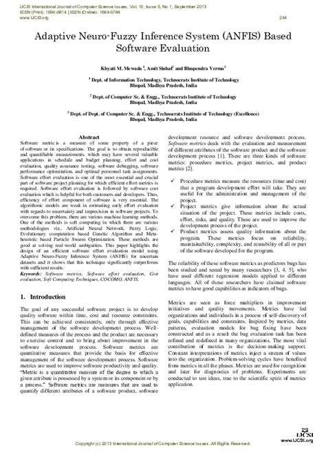 pdf adaptive neuro fuzzy inference system anfis based software evaluation dr amit sinhal