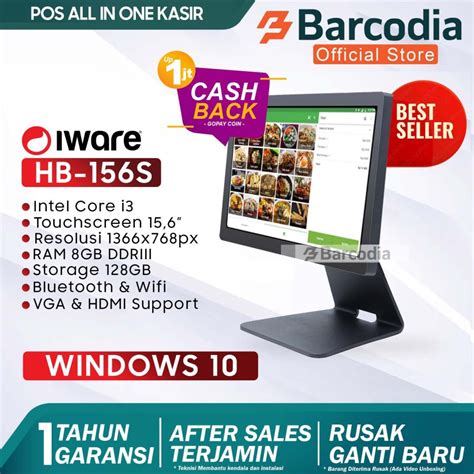 Jual Mesin Kasir PC POS All In One Core I3 Touchscreen Iware HB 156S