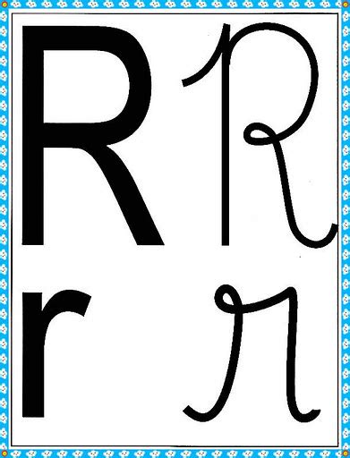 Cartazes Do Alfabeto Quatro Tipos De Letras Com Margem Azul Alfabetos Lindos