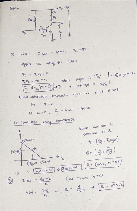Solved V 9V Rc O Vout Vin O B 200 Figure 3 A BIT Circuit Shown In