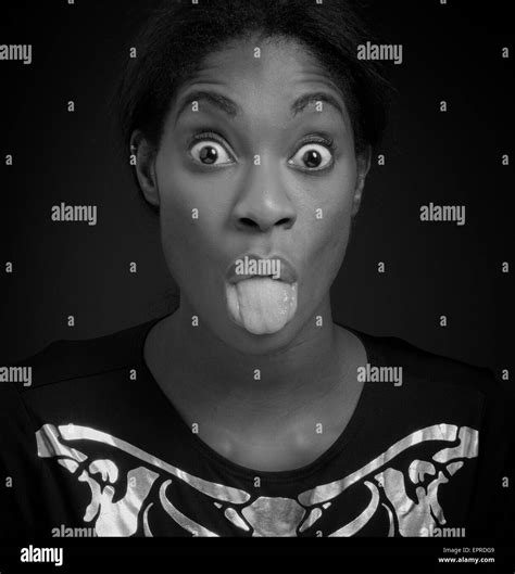 Model Isolated Sticking Tongue Out Stock Photo Alamy
