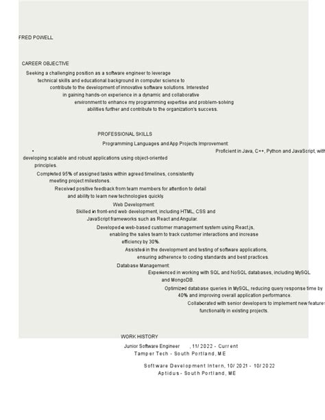 Software Engineer Resume Examples Templates Skills Writing Tips