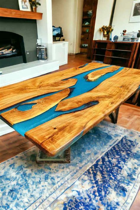 Custom Epoxy Resin River Dining Tables Custom Solid Wood Epoxy Resin