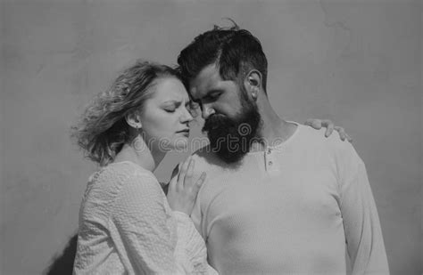 Passionate Man Gently Kissing Beautiful Woman With Desire Loving Man
