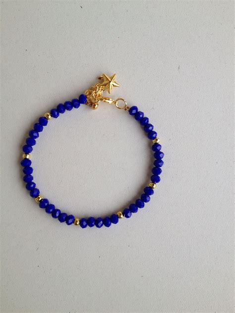 Blue Chinese Crystal Bracelet Pulseira De Cristal Chines Azul Beaded