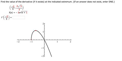 find the value of the derivative if it exists at the indicated extremum