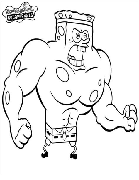 Bob Esponja Músculo para colorear imprimir e dibujar ColoringOnly