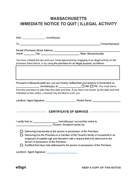 Free Massachusetts Notice To Quit Template Word Sample Tacitproject