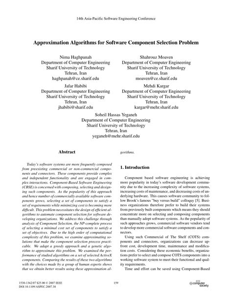 pdf approximation algorithms for software component selection problem