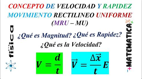 Concepto De Rapidez Y Velocidad Movimiento Rectilineo Uniforme Mru Mu