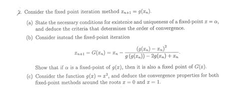Solved Consider The Fixed Point Iteration Method In Chegg