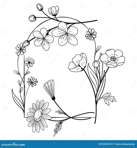 Hand Drawn Sketch Floral Wreath Stock Vector Illustration Of Artwork