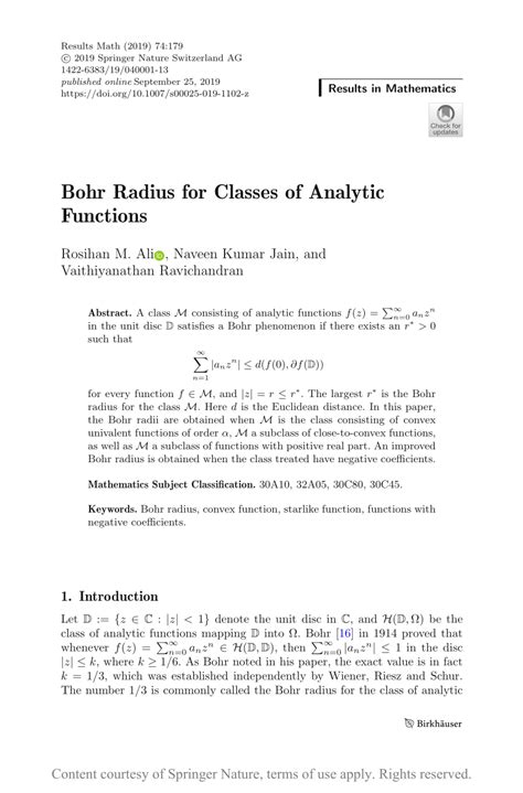 bohr radius for classes of analytic functions request pdf