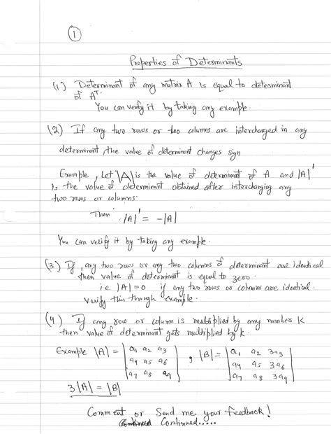what are different properties of determinants