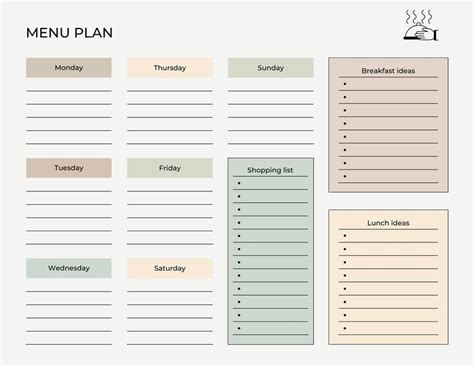 Free Customizable Meal Planner Menu Templates Canva Worksheets Library