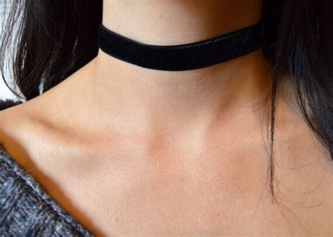 Black Velvet Choker Lace Thin Choker Necklace Minimalist Etsy