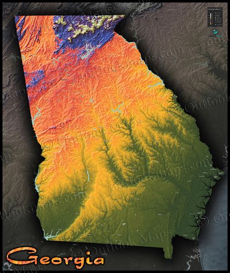 Georgia Topographical Wall Map By Raven Maps 45 X 40 Raven Maps Porn